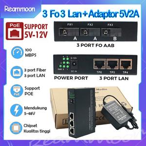Jual [POE] Converter 3 Fo 3 Lan Htb 3fo 3 lan 10/100M Ethernet Switch Fiber Optik Support POE 5V ...