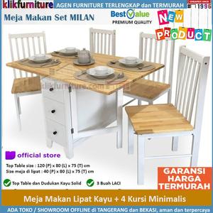Jual Meja Makan Lipat Milna 4 Kursi Kayu Solid Minimalis Modern - Kota ...