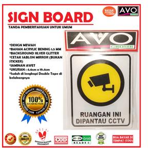Jual H3t sign label sticker ruangan ini di pantau cctv acrylic good ...