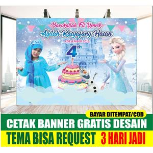 Jual Cetak Banner Spanduk Ulang Tahun Ultah Anak TEMA FROZEN CEWEK ...