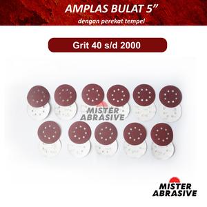 Jual Amplas Bulat 5” inch Perekat Tempel 8 Lubang Tempel Sanding Disc ...