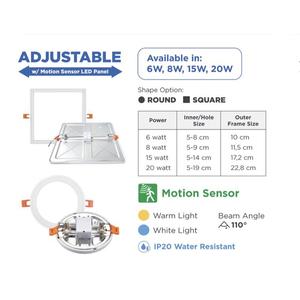 Jual VESTALUX LED downlight panel adjustable motion sensor 15watt Shape ...