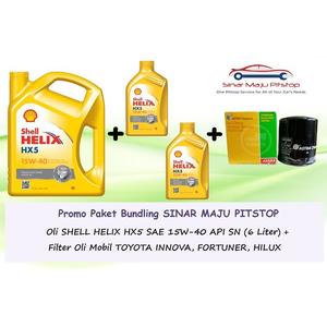 Jual Paket Bundling Oli SHELL HELIX HX5 15W-40 API SN 6 Liter & Filter ...