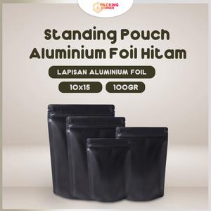 Jual Standing Pouch Hitam 10 x 15 Zipper Kemasan Snack Kopi 50gr ...