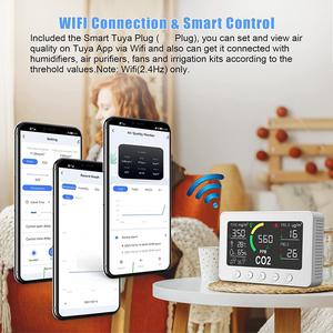 Jual Tuya Wifi Co2 Sensor 6 In 1 Smart Air Quality Sensor Temperature ...