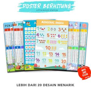 Jual Sini! Poster Edukasi Belajar Anak TK PAUD Angka Hitung Berhitung ...