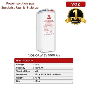 Jual Battery Voz OPzV 2V 1000Ah VO2 - 1000 Aki Baterai BTS Solar Panel ...