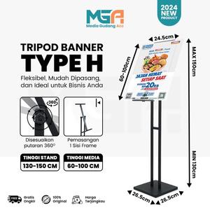 Jual TRIPOD BANNER TYPE H / STAND DISPLAY BANNER / PAPAN DISPLAY MIRING ...