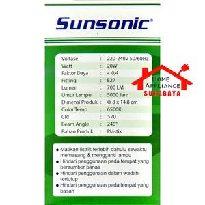 Jual Lampu Sunsonic LED Capsule Kapsul Tabung 20W 20 Watt Cahaya Putih ...
