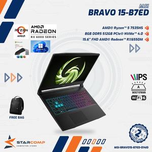 Jual Laptop MSI Bravo 15 B7ED Ryzen 5 7535HS SSD 512GB RX6550M 15.6 ...