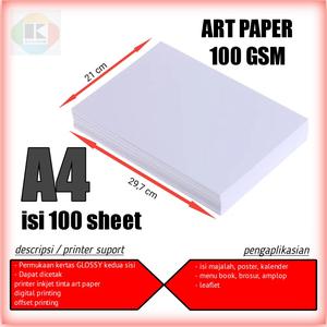 Jual kertas art paper 100 gsm A4 isi 100 lebar kertas art paper 100 gsm ...
