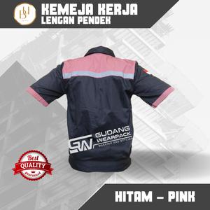 Jual xc1-- wearpack seragam proyek lengan pendek warna hitam - pink ...