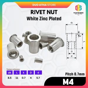 Jual Rivet Nut Putih M4 / Insert Nut M4 / Mur Rivet M4 / Mur Furniture ...