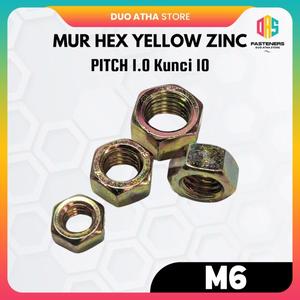 Jual Mur Kuning M6 x 1.0 / Mur M6 Galvanis Kuning / Mur Hex M6 Yellow ...