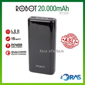Jual Powerbank Robot 20000Mah 3 Output Usb Type C Power Delivery Quick ...