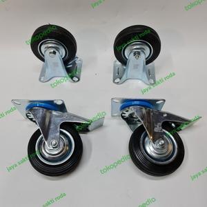 Jual Roda troli trolley 4" inch karet (2 hidup+rem 2 mati) roda troly ...