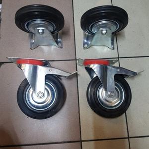 Jual roda troli trolley 6" inch Karet 4 pcs (2 hidup+rem 2 mati ) roda ...