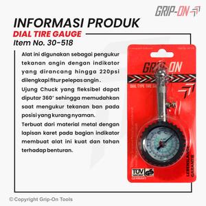 Jual GRIP-ON DIAL TIRE GAUGE ALAT UKUR TEKANAN ANGIN BAN GRIP ON - Kota ...