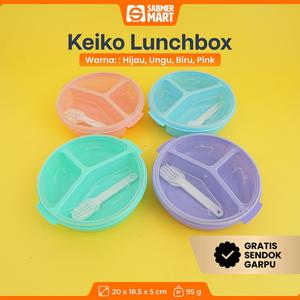 Promo Kotak Makan Bulat / Lunch Box Bekal Anak Bulat Sekat 3 Free ...