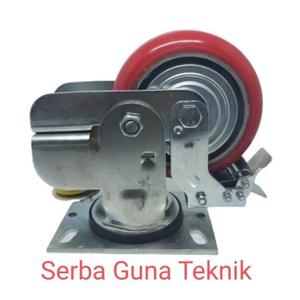 Jual Roda troli trolley PU 6" inch OSAKA Plat REM Heavy Duty Spring ...