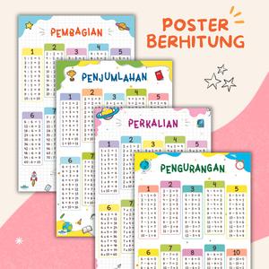 Jual Ay0! Poster Berhitung Anak SD - Penjumlahan,Pengurangan,Perkalian ...