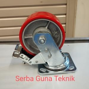 Jual Roda troli trolley PU 5" inch RHJ -TW Heavy Duty Caster Wheel Plat ...