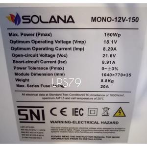 Jual Ervins Tools - Solar Panel Mono 150Wp Surya Cell 150 Wp Solana ...