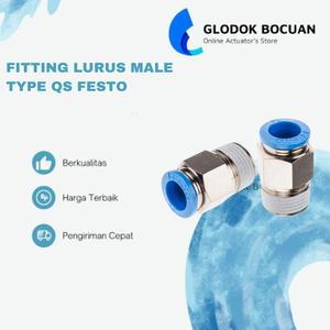 Jual QS-10-3/8 FESTO FITTING LURUS MALE SLIP LOCK FUSH IN CONNECTOR QS-3/8-10 SELANG 10 DRAT 3/8 ...