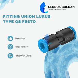 Jual QS-10 FESTO ONE TOUCH FITTING LURUS UNION SLIP LOCK FUSH IN CONNECTOR SELANG 10MM X 10MM QS ...