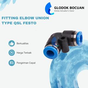 Jual QSL-4 4 MM FESTO FITTING ELBOW UNION SLIP LOCK FUSH IN CONNECTOR ...
