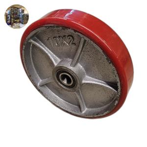 Jual Roda troli pu 10" inch merah roda saja maks 1000 kg as tengah 25 ...