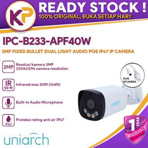 Promo UNIARCH IPC-B233-APF40W 3MP FIXED BULLET DUAL LIGHT AUDIO POE ...