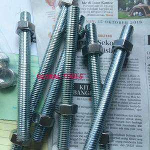 Jual Stud bolt putih m20 x 160 as drat mur baut galvanis 20 x 160 p2.5 ...