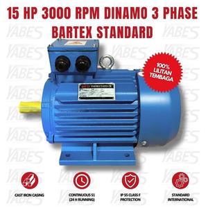 Jual BARTEX Dinamo 3 Phase 380v 15 HP 100% Lilitan Tembaga 3000 RPM Body Cast Iron Elektromotor ...