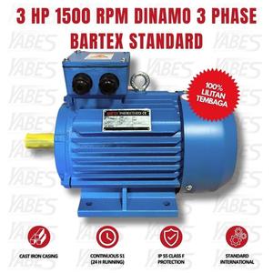 Jual BARTEX Dinamo 3 Phase 380v 3 HP 100% Lilitan Tembaga 1500 RPM Body Cast Iron Elektromotor 3 ...