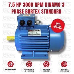 Jual BARTEX Dinamo 3 Phase 380v 7.5 HP 100% Lilitan Tembaga 3000 RPM Body Cast Iron Elektromotor ...