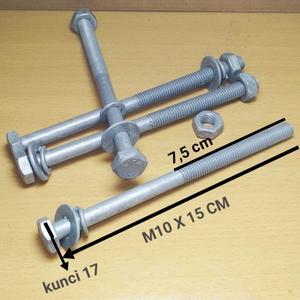 Jual baut mur galvanis m10x15CM baut tower grade 4.6 baut galvanis anti ...