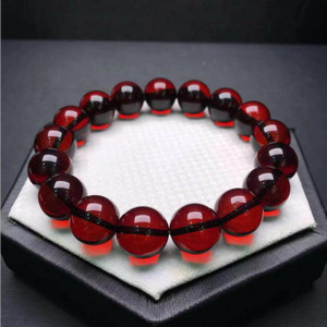 Jual 12mm Natural Blood Red Amber Bracelet For Women Men Beauty Crystal ...