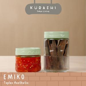 Jual KURASHI - EMIKO Toples Kaca Permen Transparan Kontainer Kue Kering ...