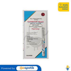 Jual SANSULIN RAPID 100 U/ML BOX 5 DISPOSABLE PEN - Kota Bandung ...