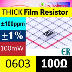 Jual 100Ω 0603 ±1% 100mW ±100ppm/°C Thick Film Resistor SMD 100R 1000 ...