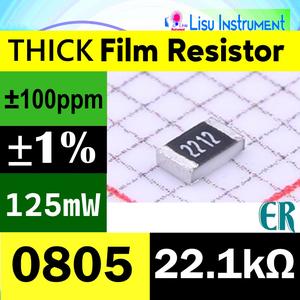Jual 22.1kΩ 0805 ±1% 125mW ±100ppm/°C Thick Film Resistor SMD 22k1 22 ...