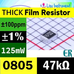 Jual 47kΩ 0805 ±1% 125mW ±100ppm/°C Thick Film Resistor SMD 47k 4702 ER ...