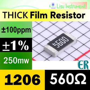 Jual 560Ω 1206 ±1% 250mW ±100ppm/°C Thick Film Resistor SMD 560R 5600 ...