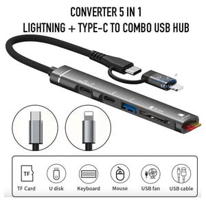 Jual Adapter Reader Multifungsi Converter Lightning + Type-C to Combo ...