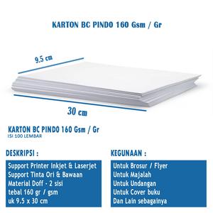 Jual ISI 100 LEMBAR KERTAS KARTON BC PIND0 / MERK PINDO PUTIH TEBAL 160 ...