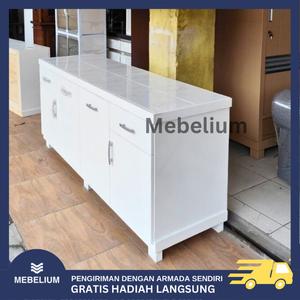 Promo [ORI] Meja Dapur Kitchen Set Bawah Kayu Solid | Meja Kompor Rak ...