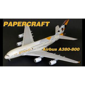 Jual Kertas Lembaran pola papercraft pesawat Etihad Airbus A380-800 ...