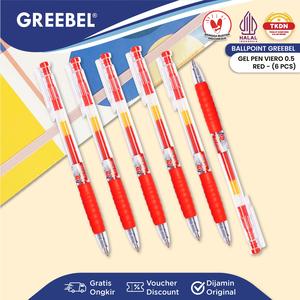 Jual Greebel Pulpen Gel / Gel Pen Gp-504 Viero Merah 0.5(6PCS/SET) - Tulisan halus, Nyaman ...