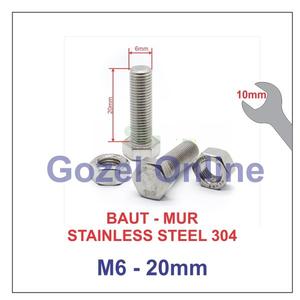 Jual Baut Mur M6 x20mm Stainless Steel 304 - Baut Stenlis - Bolt Nut Stainless - Jakarta Barat ...